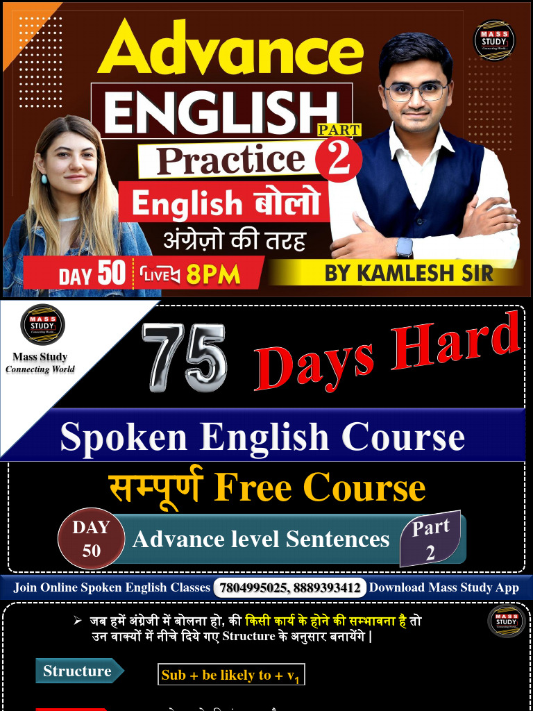 Day 50 Advance Level Sentences Part | PDF