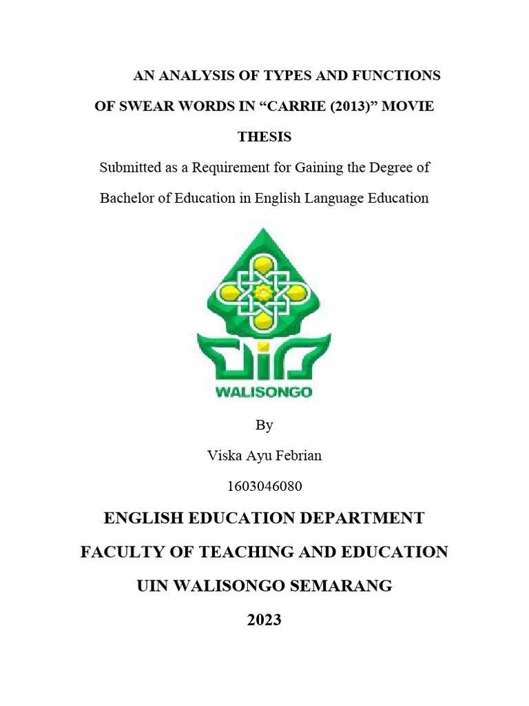 An Analysis of Types and Functions of Swear Words in Carrie Movie ...