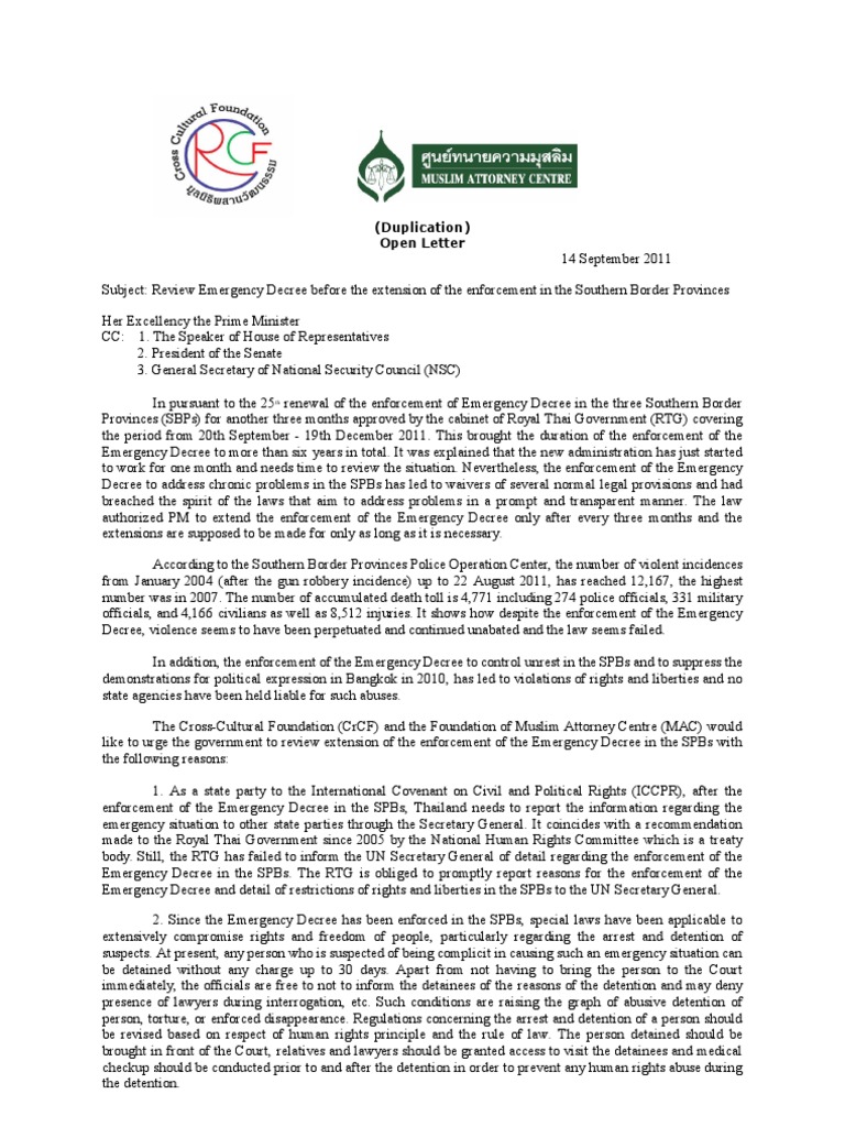 Review Emergency Decree Before The Extension of The Enforcement in The ...