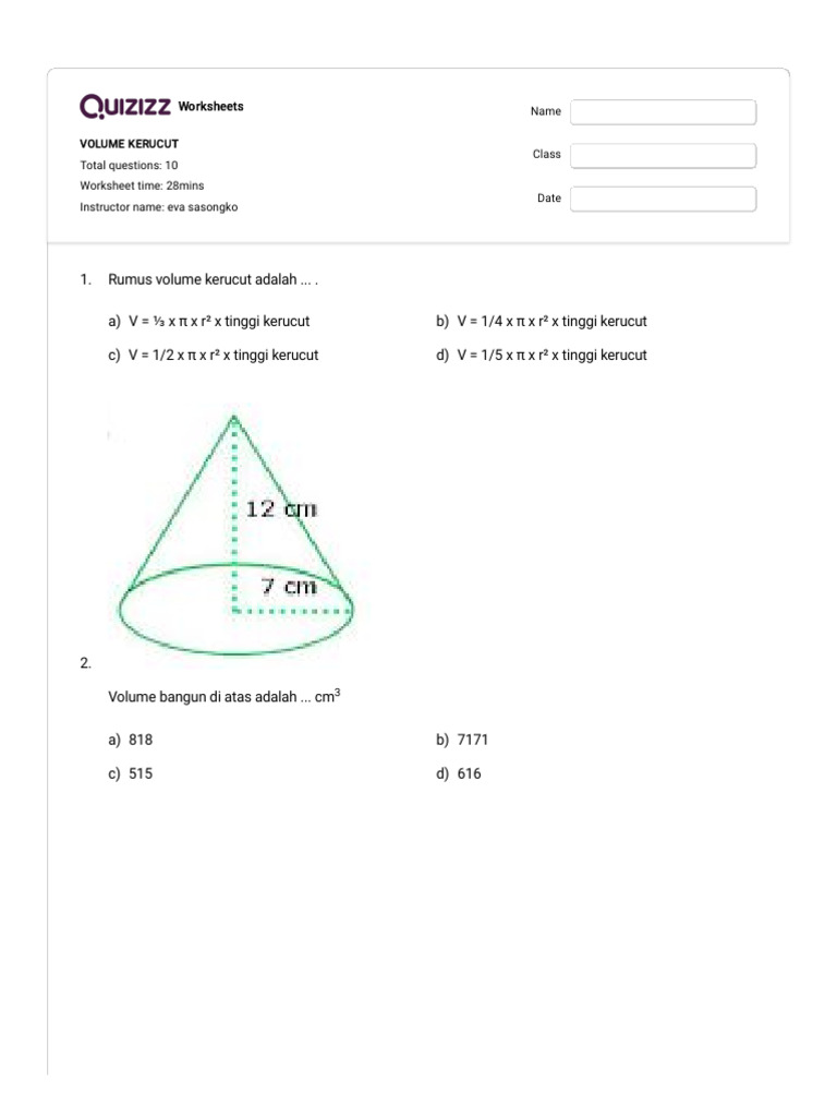 Soal KERUCUT | PDF | Griya & Taman
