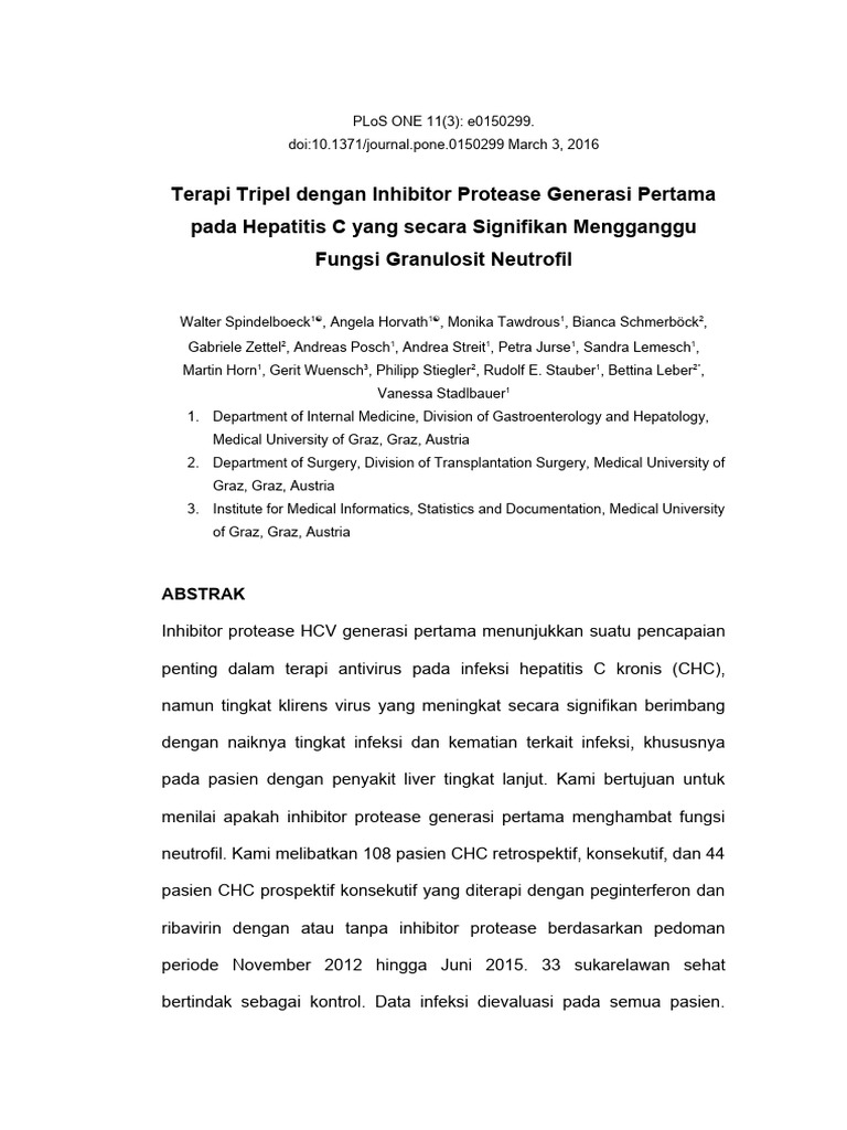 Terapi Tripel Dengan Inhibitor Protease Generasi Pertama Pada Hepatitis C | PDF