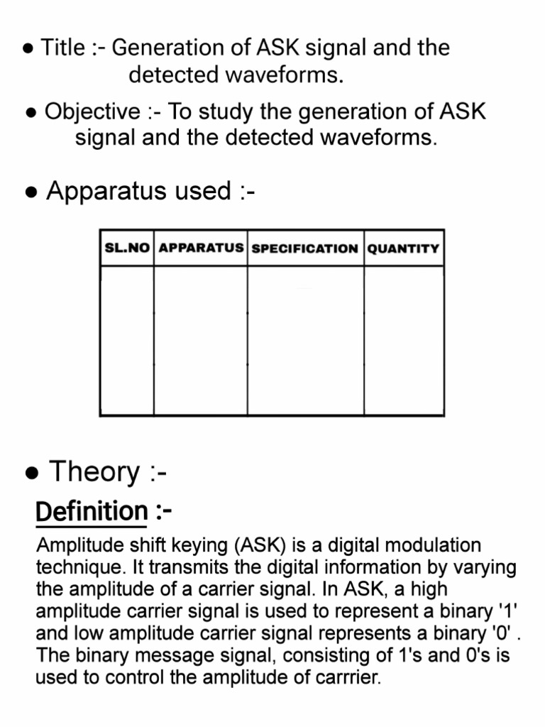 ASK.... Modulation & Demodulation | PDF | Modulation | Detector (Radio)