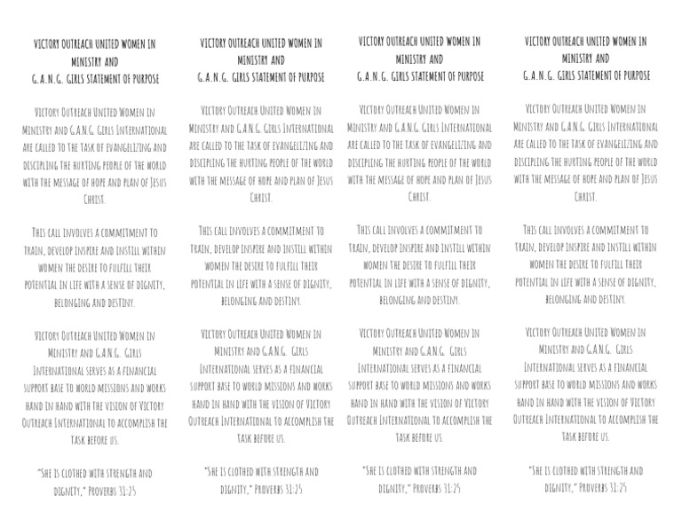 Statement of Purpose Bookmark | PDF | Jesus | Christian Denominational ...