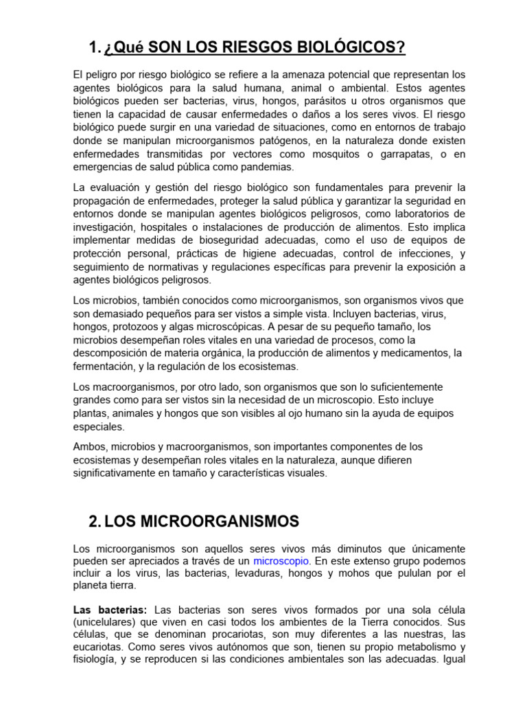 Riesgos Biológicos y Microorganismos | PDF | Infección | Patógeno