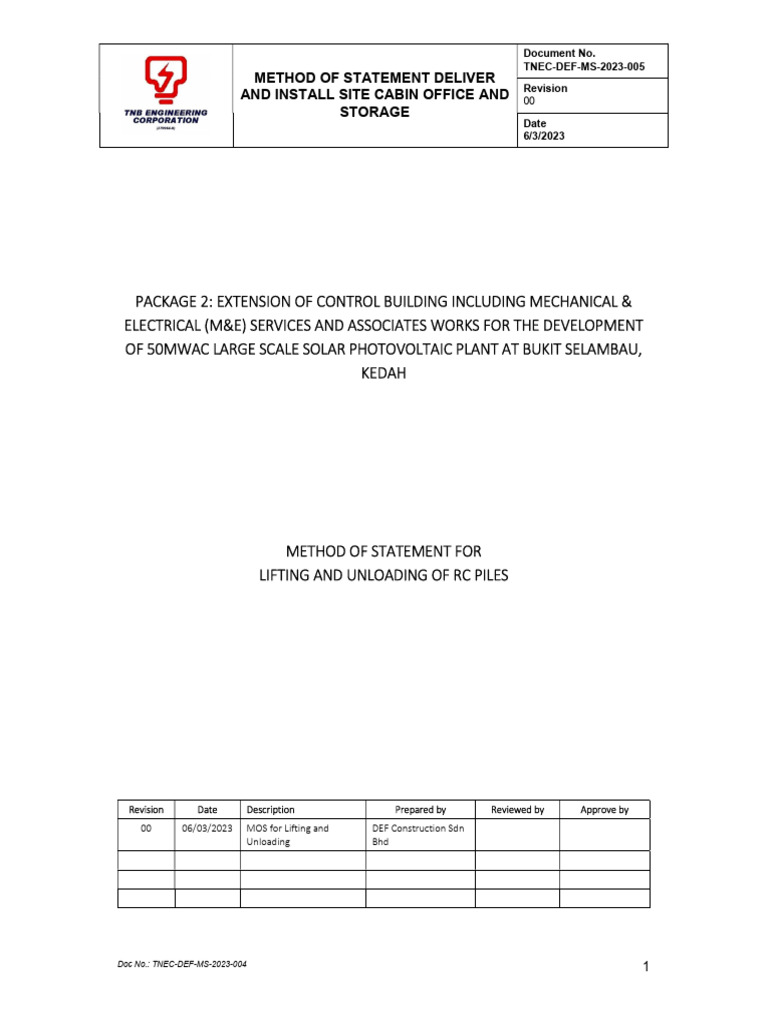 MS Lifting & Unloading RC Piles | PDF | Crane (Machine) | Deep Foundation