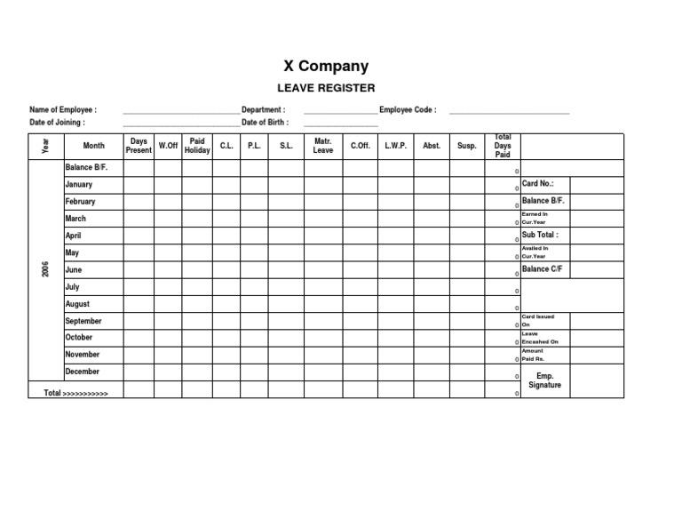 Leave Register 181 | PDF