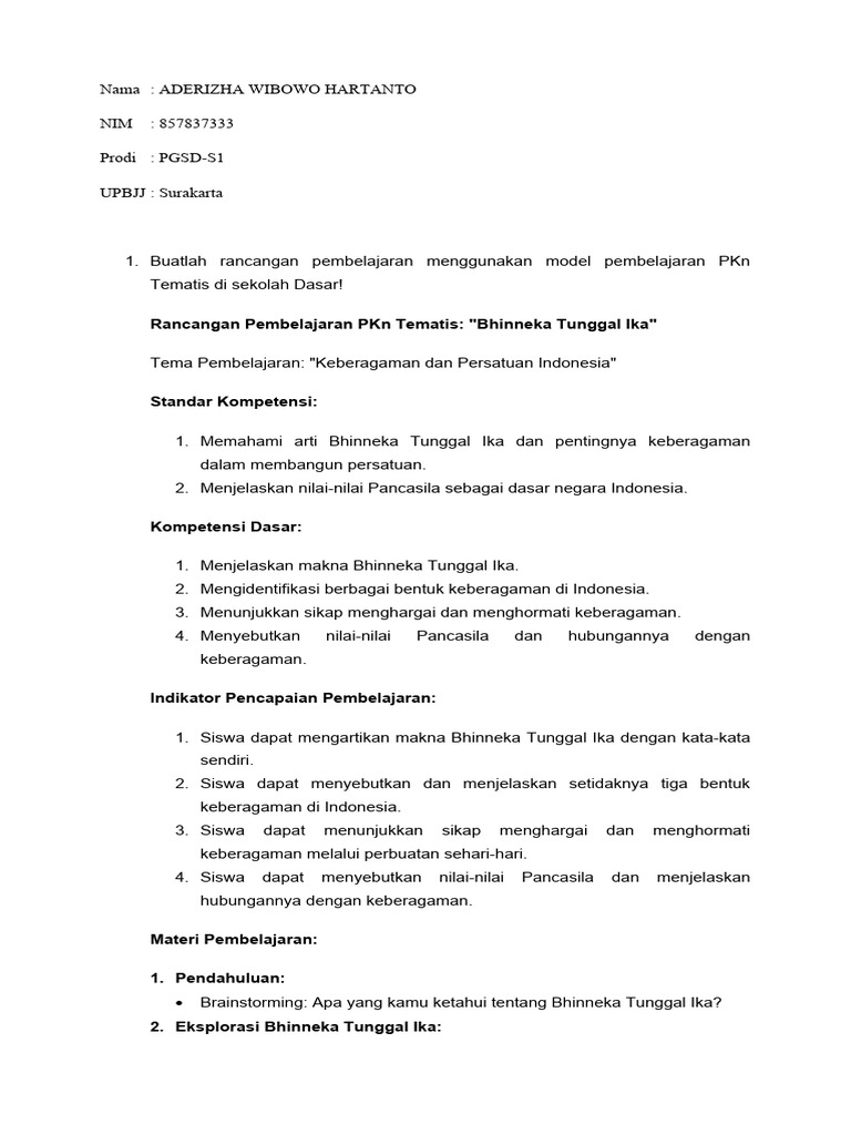 Pembelajaran PKN Di SD Tugas 3 | PDF | Karier & Perkembangan