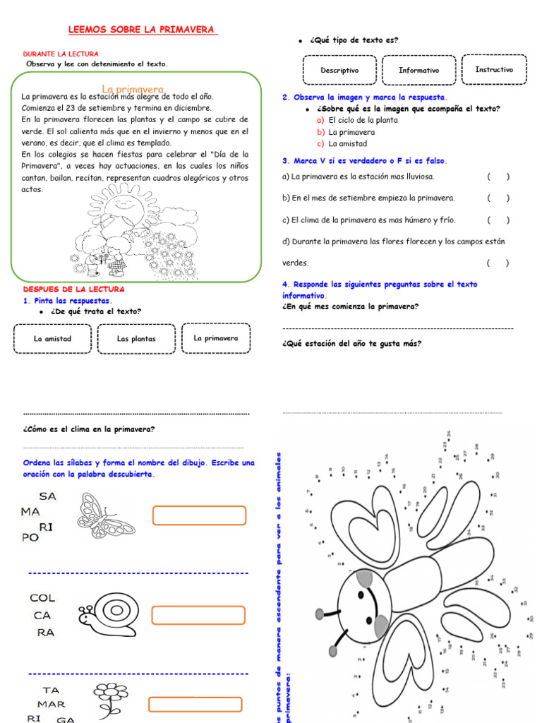 Leemos Sobre La Primavera | PDF | Plantas | Temporada de primavera)