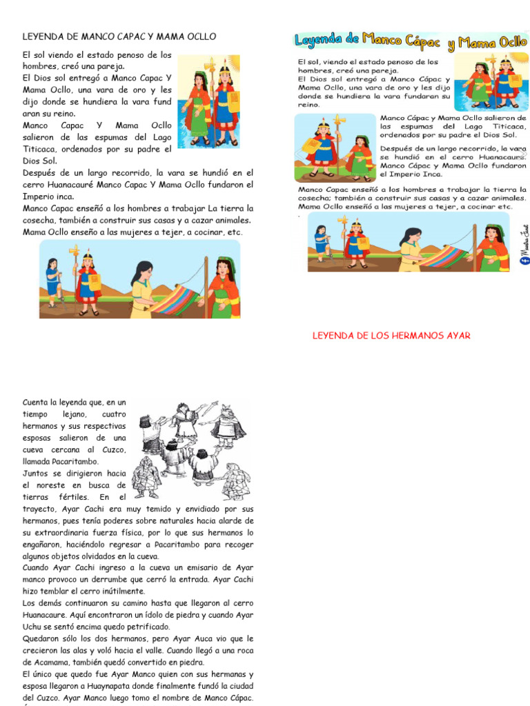 Leyenda de Manco Capac y Mama Ocllo | PDF | Ciencias sociales