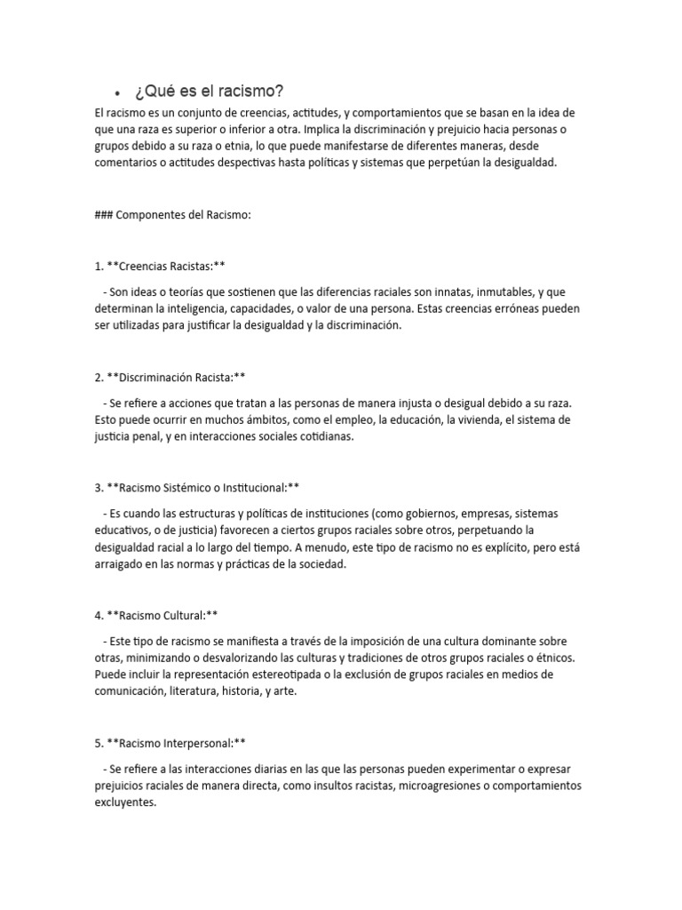 Qué Es El Racismo | PDF | Racismo | Discriminación y relaciones raciales