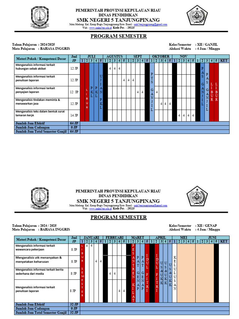 Prosem B.ingg Kls 12 Ta 2024-2025 | PDF