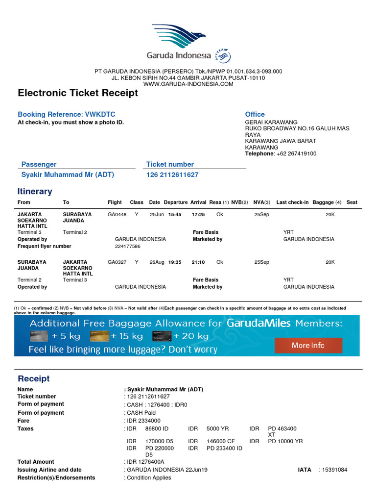 Your Electronic Ticket Receipt | PDF