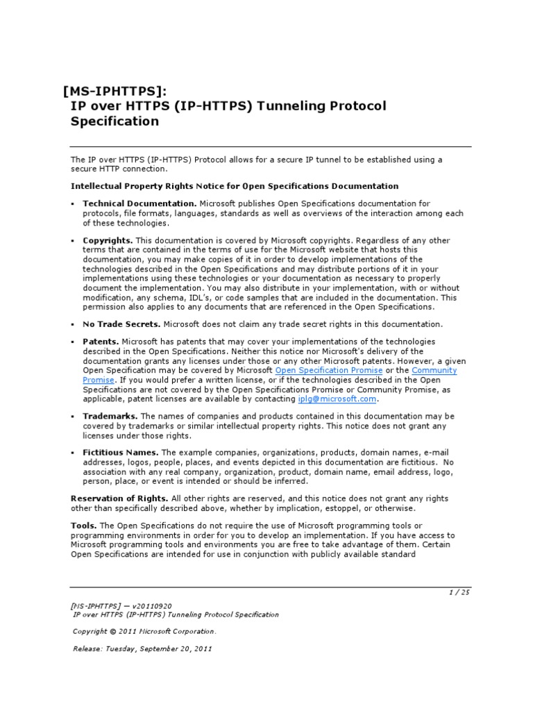 (Ms-Iphttps) : IP Over HTTPS (IP-HTTPS) Tunneling Protocol Specification | PDF | Hypertext ...