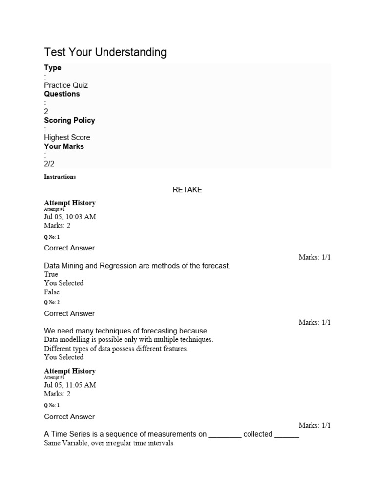 Time Series Forecasting - Test Your Understanding | PDF | Time Series ...