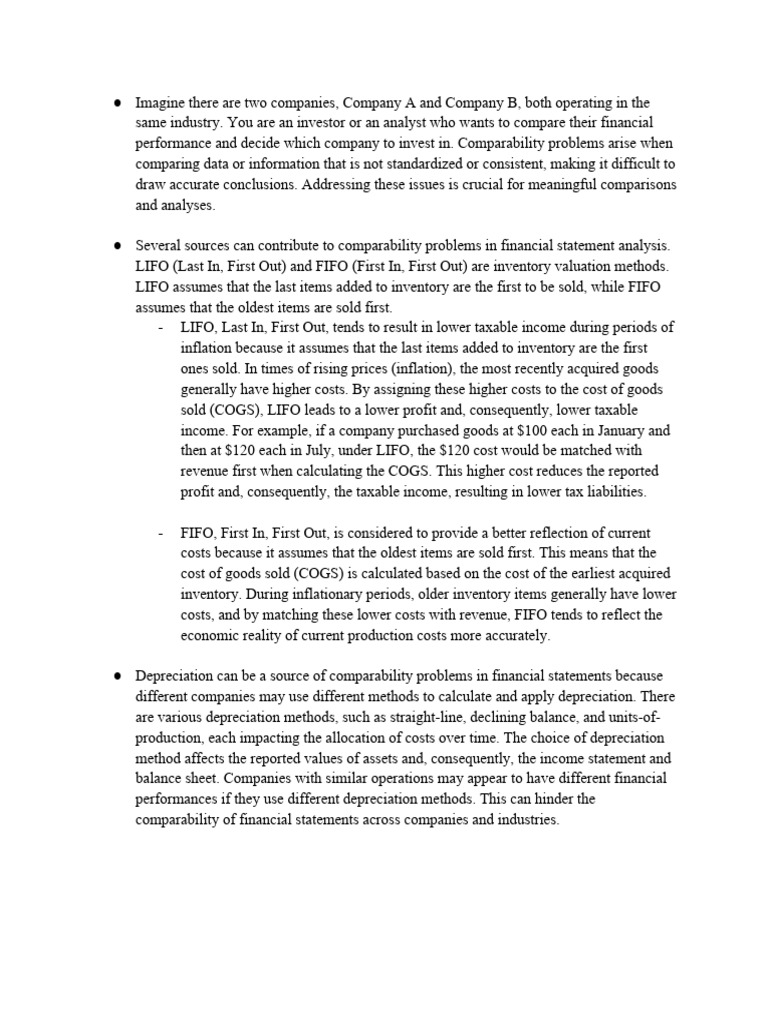 Comparability Problems Pdf Depreciation Business 3768