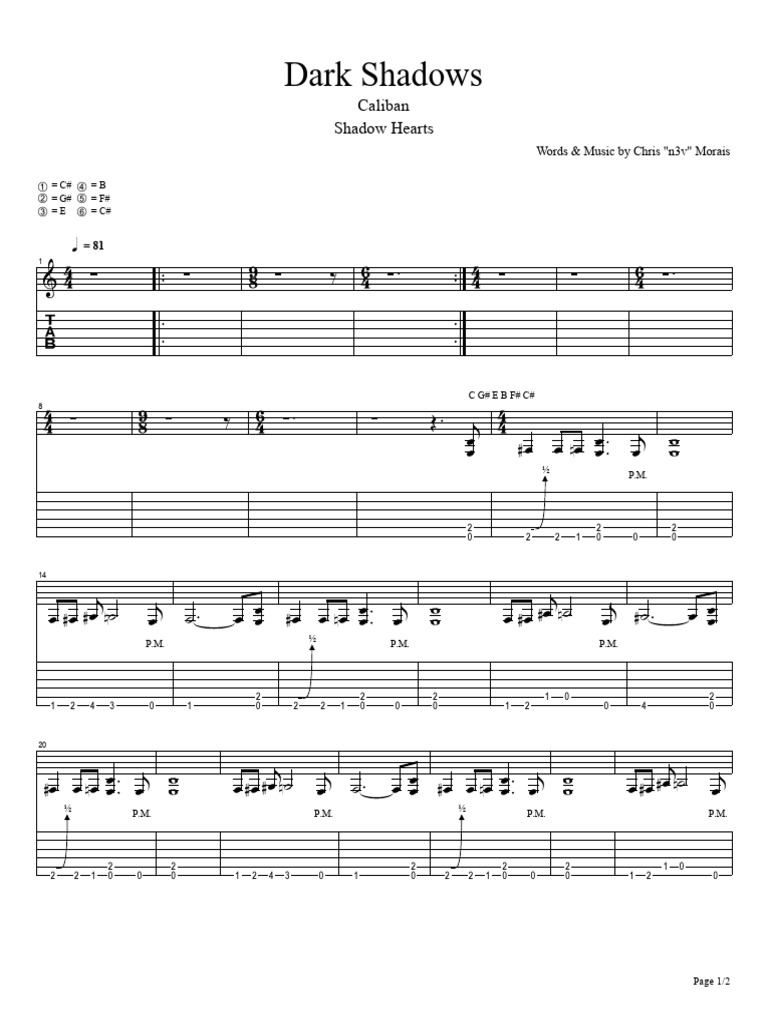 Guitar Tabs for "Dark Shadows" | PDF