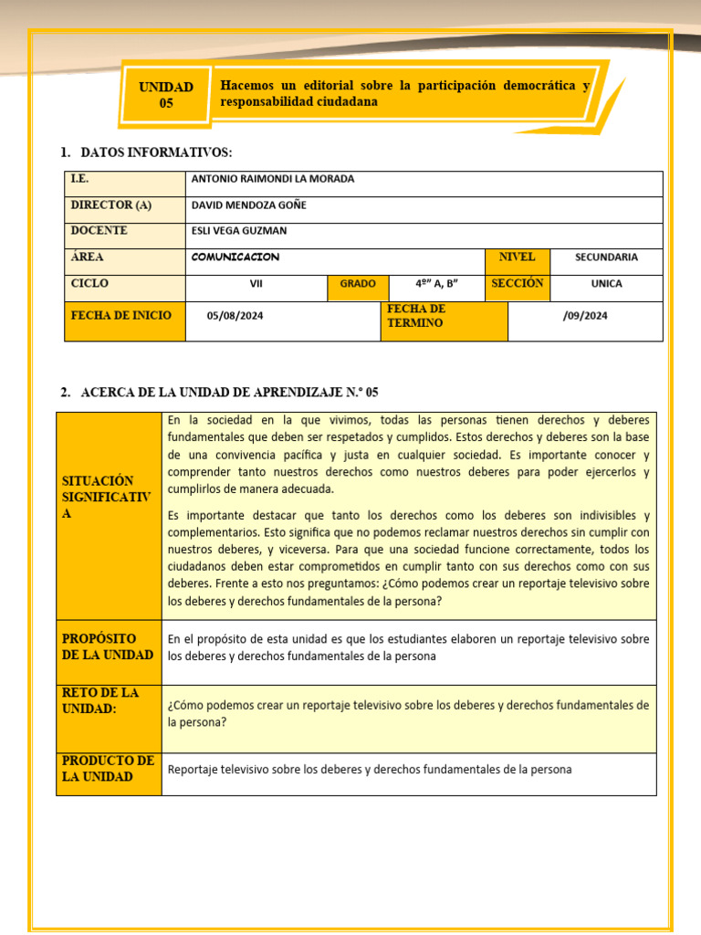 4° SEC. UNIDAD 05 COMUNICACIÓN | PDF | Aprendizaje | Adjetivo