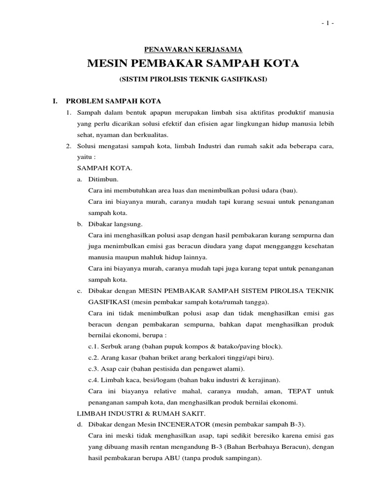 Penawaran Mesin Pembakar Sampah Iriawan-Edit | PDF | Teknologi & Rekayasa Penawaran Mesin Pembakar Sampah Iriawan-Edit | PDF | Teknologi & Rekayasa