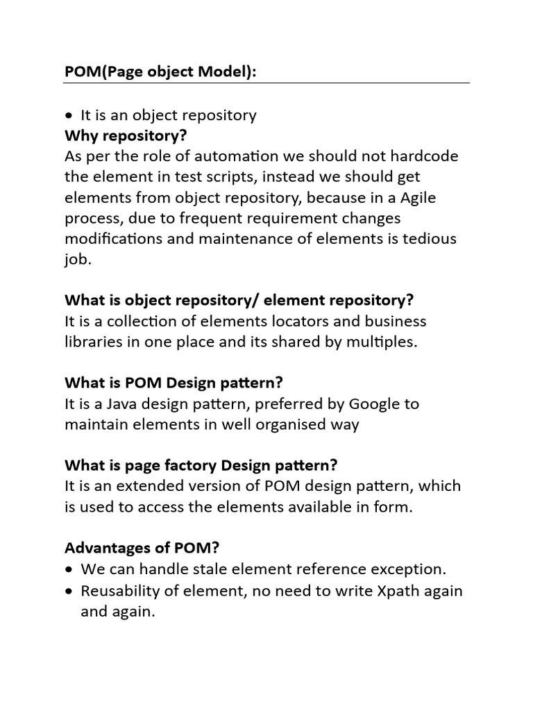 Page Object Model (POM) Guide | PDF