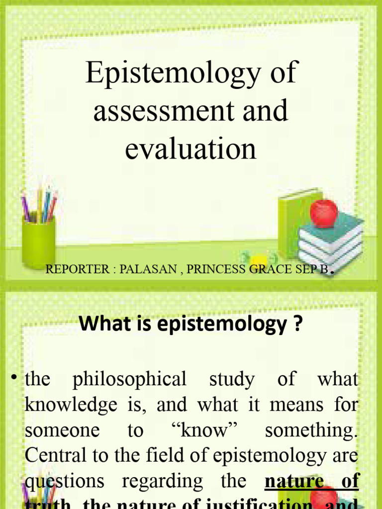 Palasan, Princess - Epistemology of Assessment and Evaluation | PDF