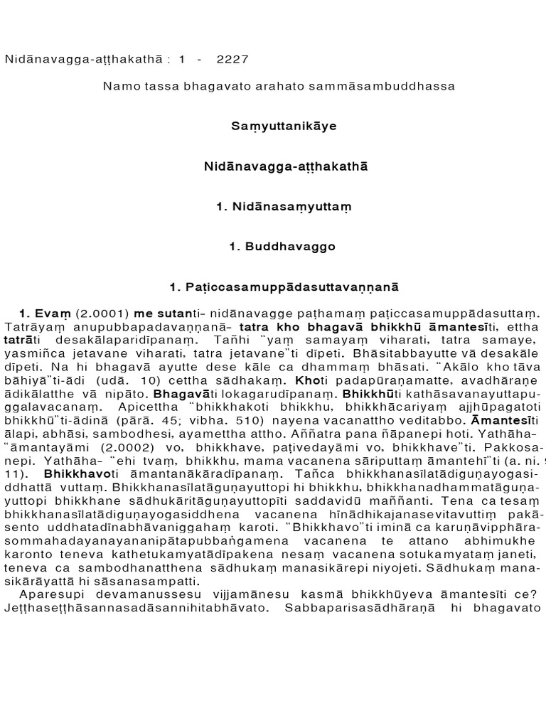 Nidanavagga Atthakatha | PDF