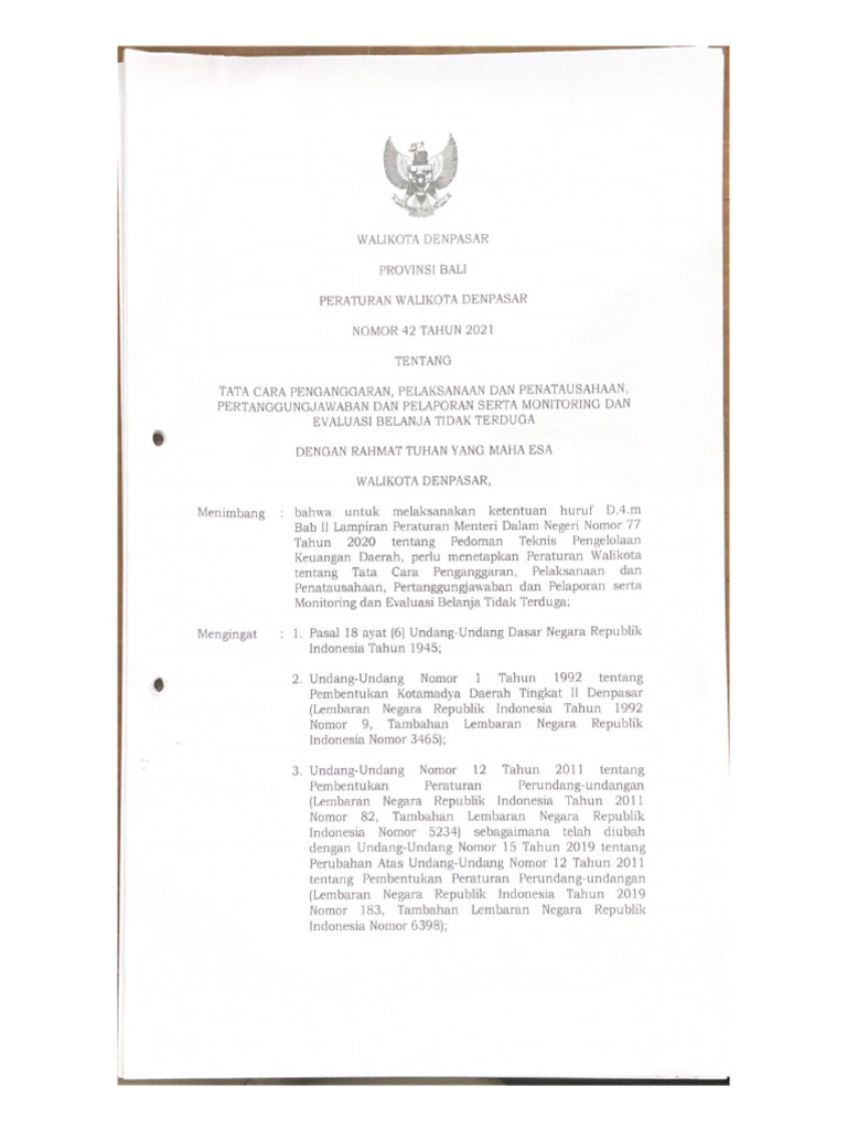 PERWALI 42 Tahun 2021 | PDF