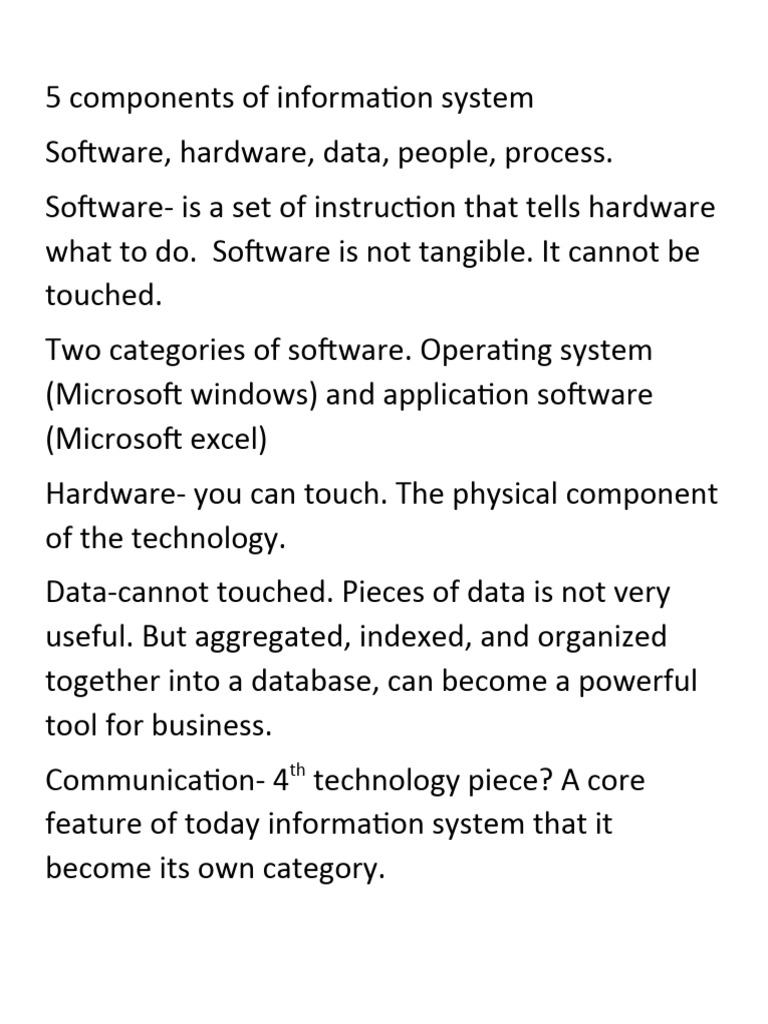 5 Components of Information System | PDF | Software | Operating System