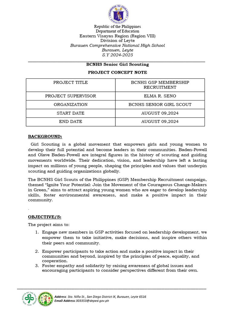 Concept Note 101 | PDF | Scouting | Leadership