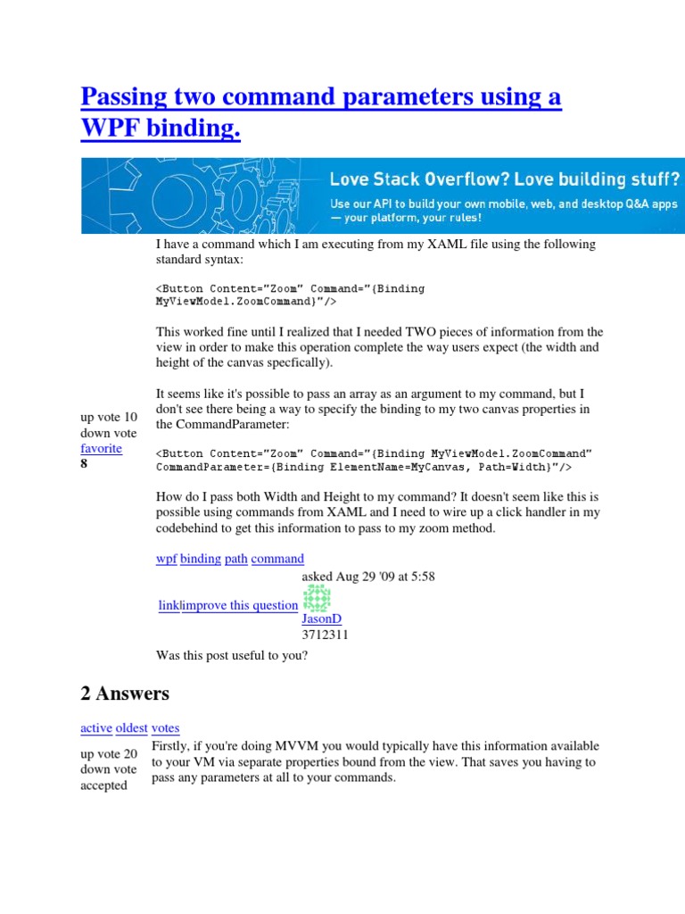 Passing Two Command Parameters Using A Wpf Binding 2 Answers Pdf