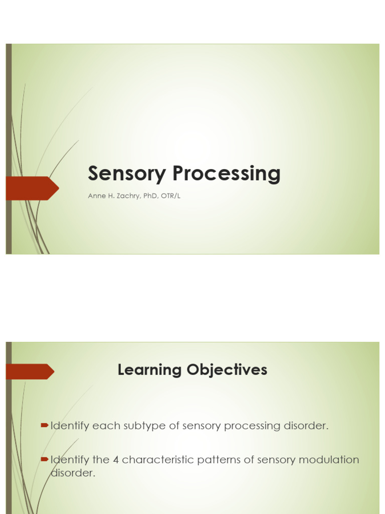 Sensory Processing - TNOTA - Handout | PDF | Senses | Somatosensory System