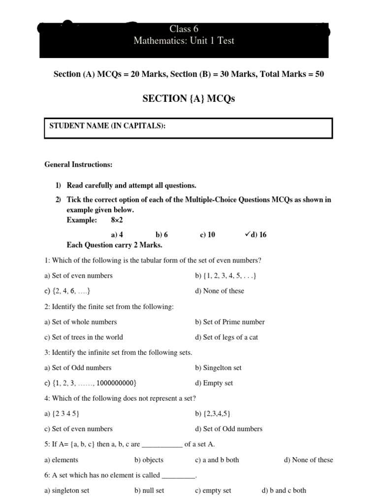 Maths Test Unit 1 | PDF | Multiple Choice | Mathematics