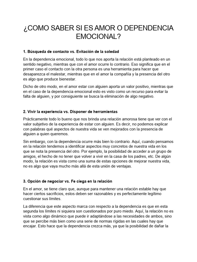 Amor-Dependencia Emocional | PDF | Amor | Las emociones