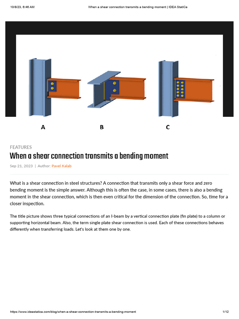 Shear Connections and Bending Moments | PDF | Bending | Beam (Structure)