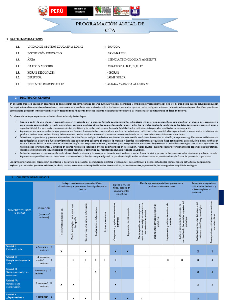 Programacion Anual-4to | PDF | Organismos | Biomoléculas