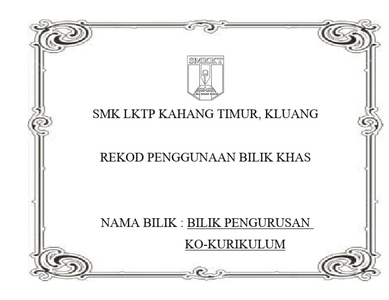 Cover Rekod Penggunaan Bilik Khas | PDF