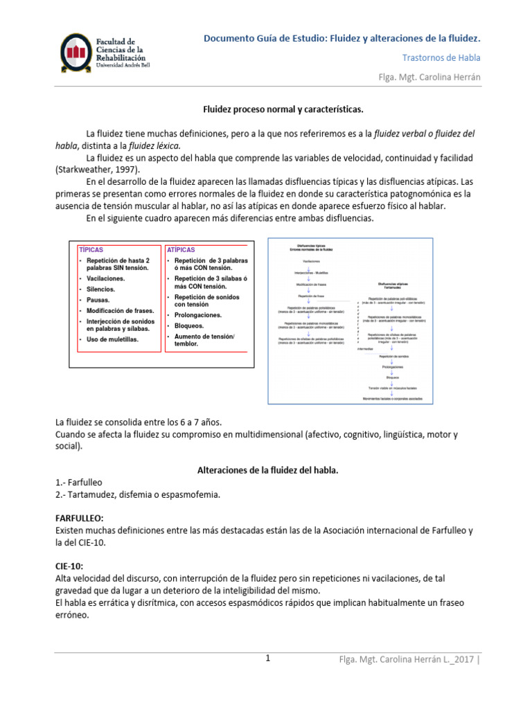 Guía de Fluidez y Trastornos del Habla | PDF | Tartamudeo | Ciencias ...