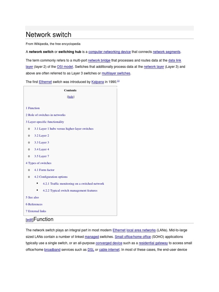 Network Switch | PDF | Network Switch | Computer Network