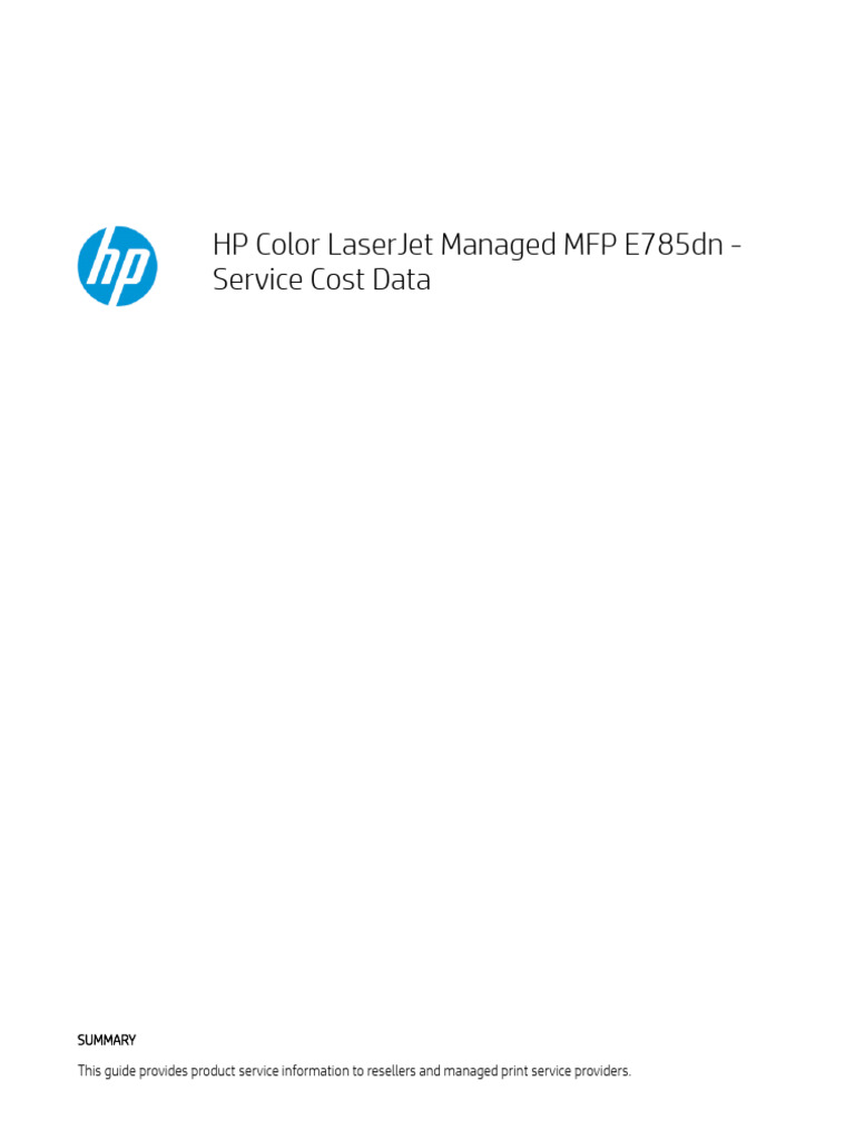 HP Color LaserJet Managed MFP E785dn - Service Cost Data | PDF ...