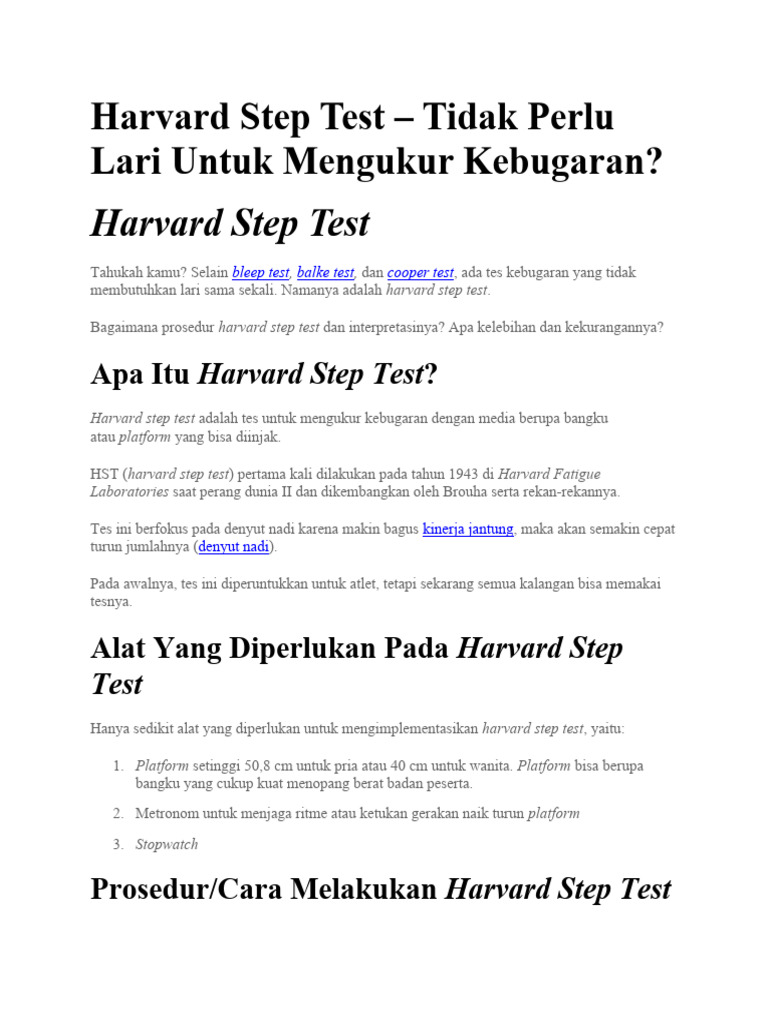 Harvard Step Test | PDF
