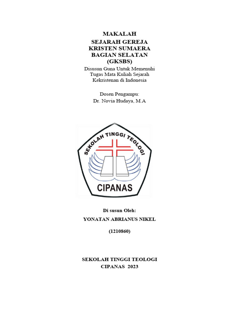 Sejarah GKSBS - Yonatan Abrianus Nikel - Revisi | PDF | Ilmu Sosial | Perjalanan