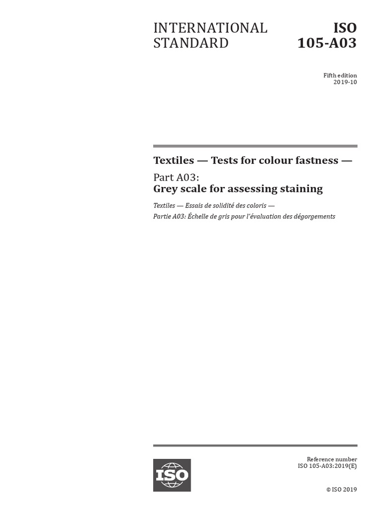 ISO 105-A03 - 2019 Textiles - Tests For Colour Fastness - Part A03 Grey ...