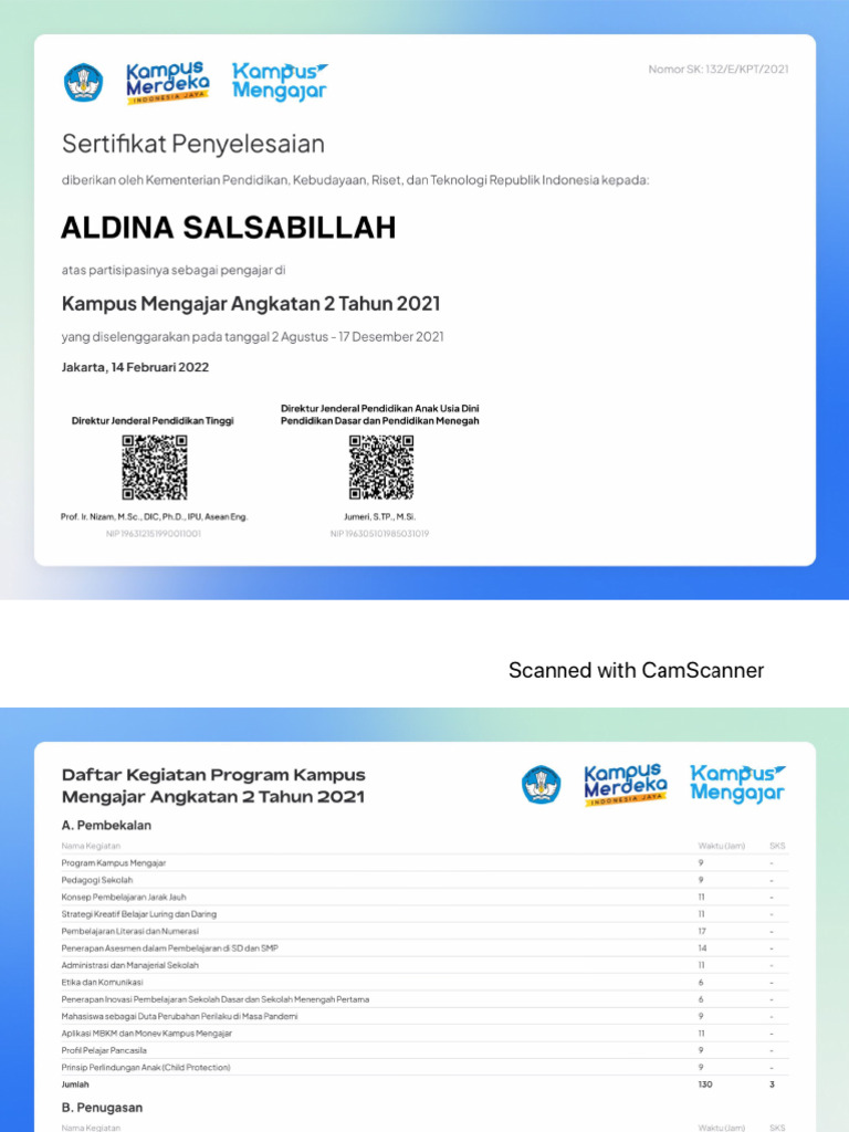 Aldina Salsabillah-Kampusmengajar2 Certi | PDF