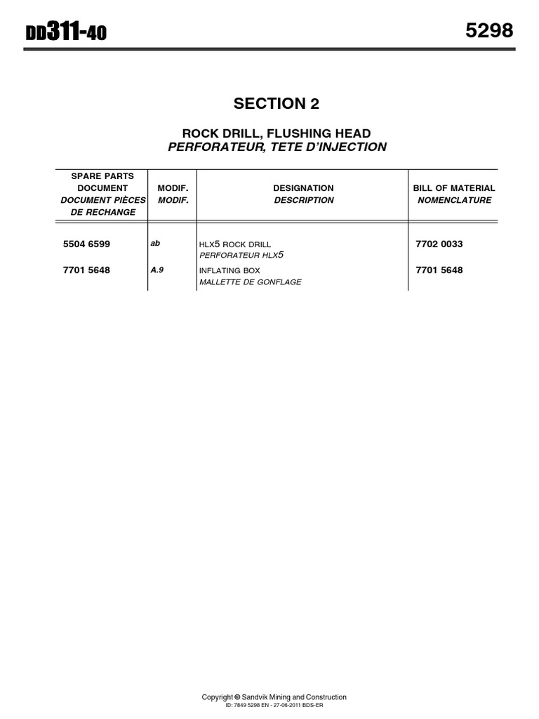 s02 Rock Drill, Flushing Head | PDF | Screw | Mechanical Engineering