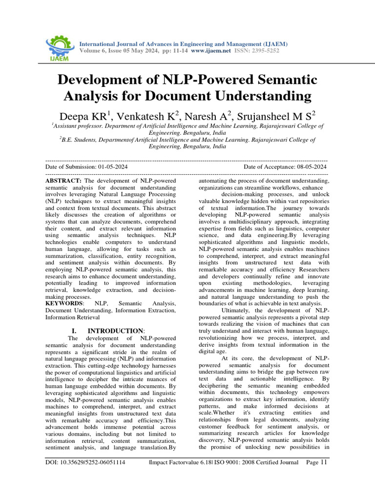 Development of NLP Powered Semantic Analysis For Document Understanding ... Development of NLP Powered Semantic Analysis For Document Understanding ...