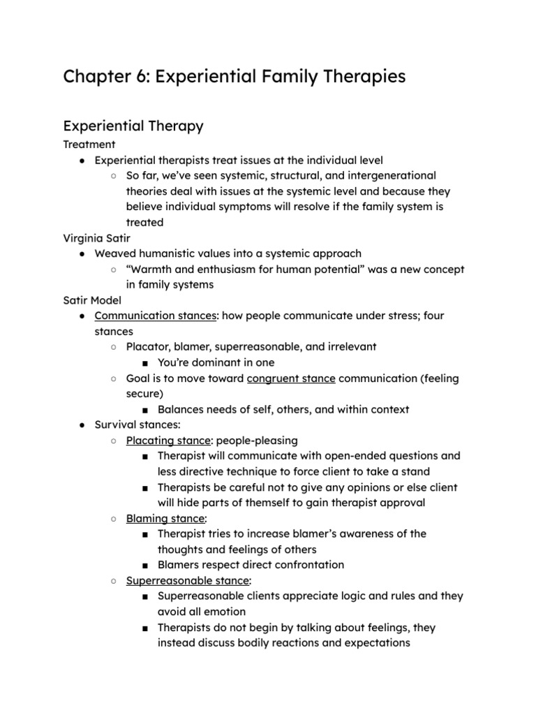 Experiential Family Therapy Insights | PDF | Psychotherapy | Id