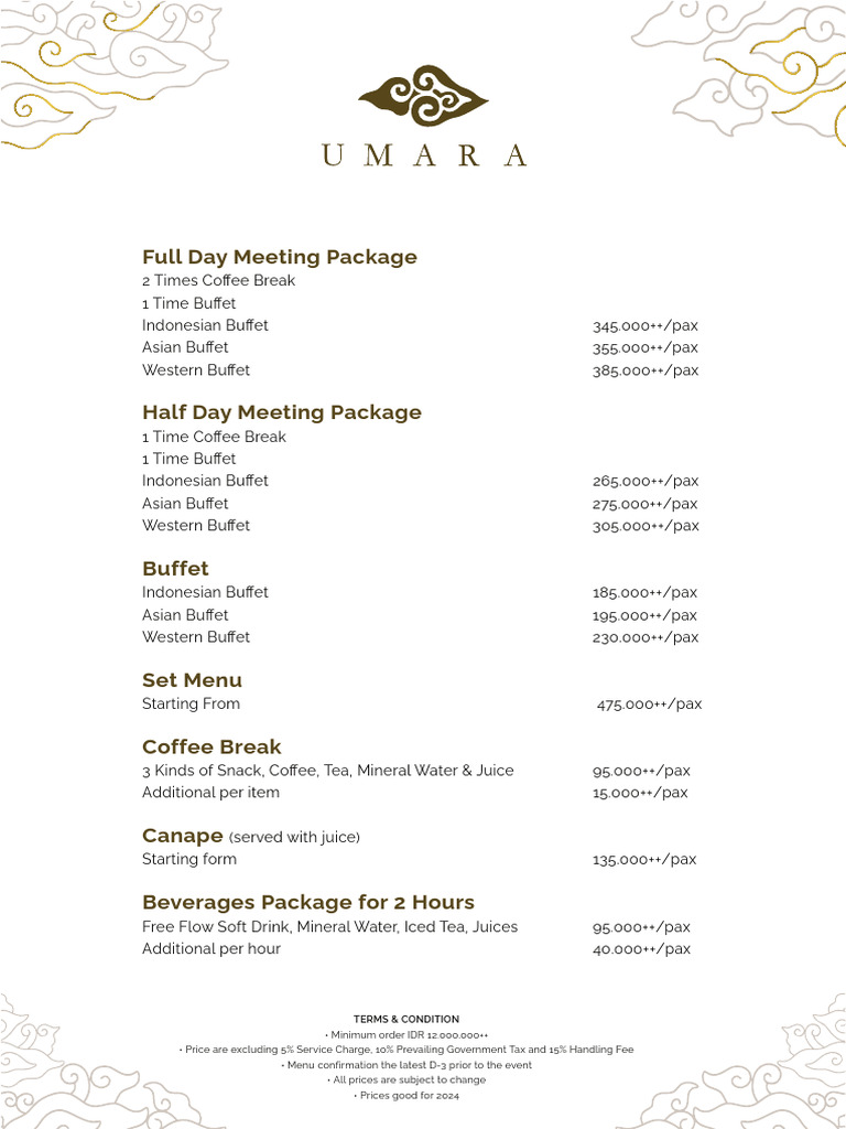 Pricelist Umara 2024 | PDF | Indonesian Cuisine | Foods