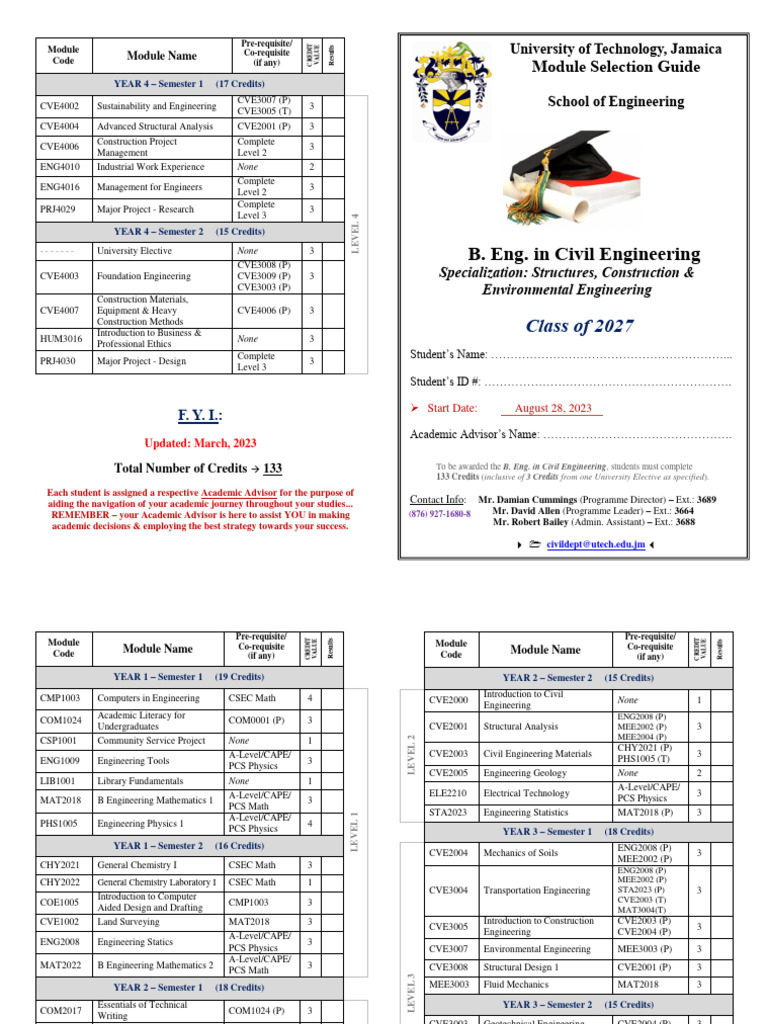 Module Selection Guide - B.Eng. Civil Engineering | PDF | Engineering ...