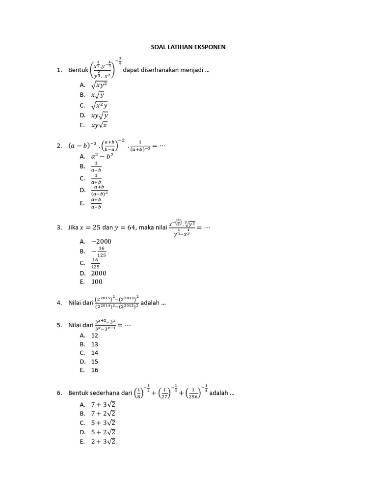 Soal Latihan Eksponen | PDF