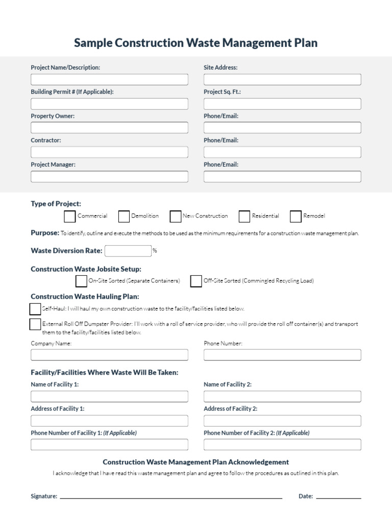 Construction Waste Management Plan | PDF | Waste | Recycling