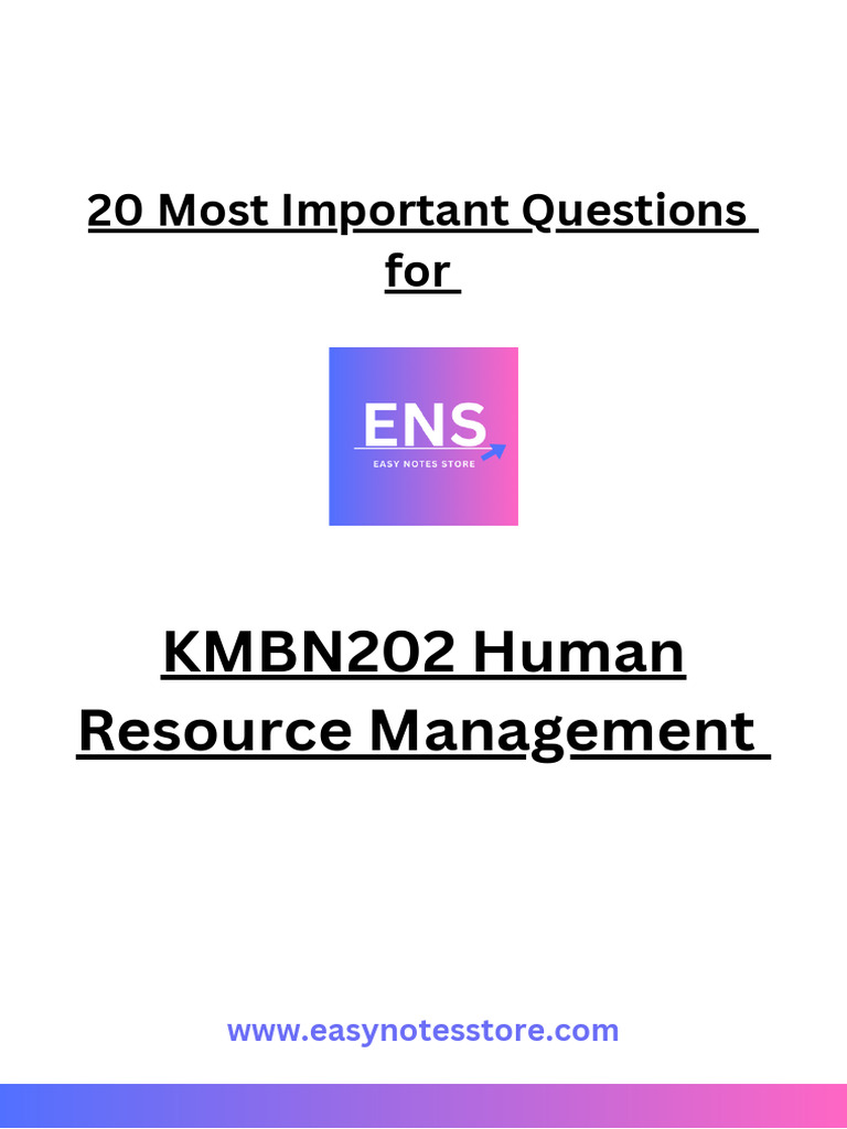 KMBN202 HRM Important Questions Guide | PDF | Recruitment | Human ...